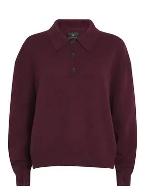 ANINE BING Cashmere Lee Polo Sweater - Burgundy
