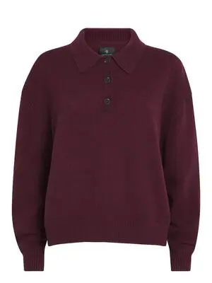 ANINE BING Cashmere Lee Polo Sweater - Burgundy