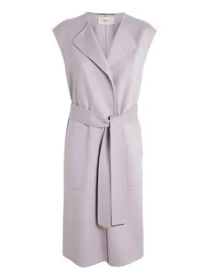 Agnona Sleeveless Belted Cashmere Coat - Purple