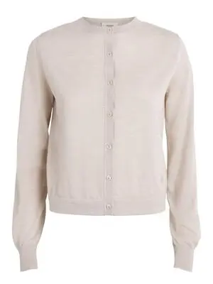 Agnona Wool-silk-cashmere Fine Knit Cardigan - Beige