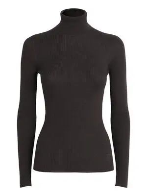 Agnona Wool-silk-cashmere Rollneck Sweater - Brown