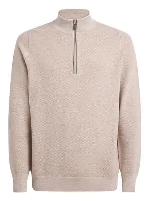N.peal Cashmere Quarter-zip Sweater - Beige