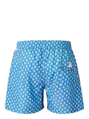 Fedeli Octopus Print Drawstring Swim Shorts - Blue