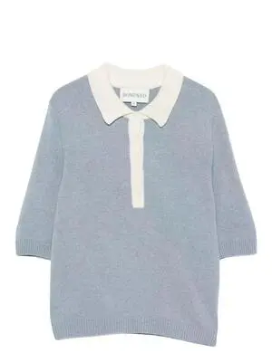 Eric Bompard Cashmere Two-tone Polo Top - Blue