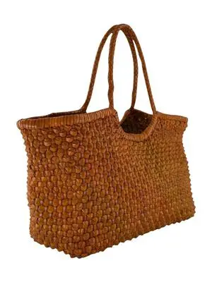 Dragon Diffusion Nantucket Cactus Woven Leather Tote Bag - Brown