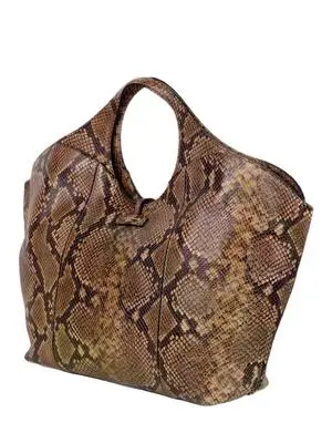 GIANNI CHIARINI Snake-effect Leather Tote Bag - Brown