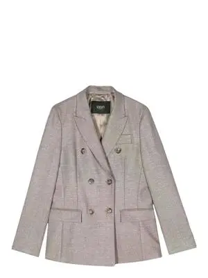 Seventy Lamé Effect Double-breasted Blazer - Neutrals
