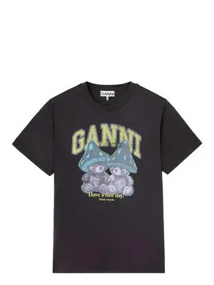 GANNI Graphic-print T-shirt - Black