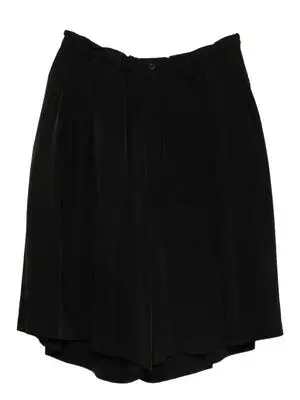 Yohji Yamamoto Pleated Wide-leg Shorts - Black