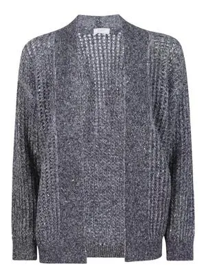 Peserico Sequin-embellished Open-knit Cardigan - Grey