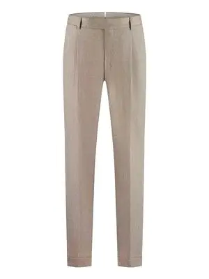 PT TORINO Pleated-detail Turn-up Trousers - Neutrals