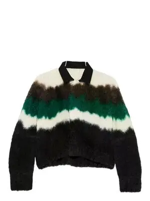 Sacai Zigzag-knit Cropped Jacket - Black