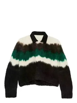 Sacai Zigzag Knit Cropped Jacket - Black