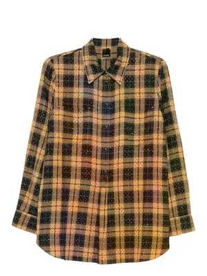 Pinko Rhinestone-embellished Checked Shirt - Brown