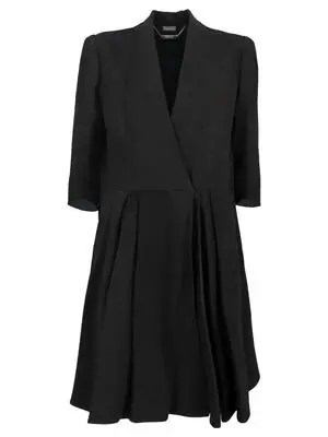 Alexander McQueen Pleated Wrap-style Mini Dress - Black