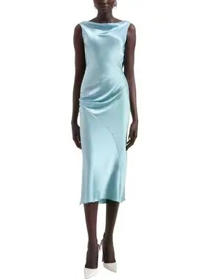 Nina Ricci Nina Ricci Asymmetrical Draped Midi Dress Blue