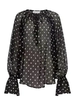 Nina Ricci Polka-dot Silk Blouse - Black