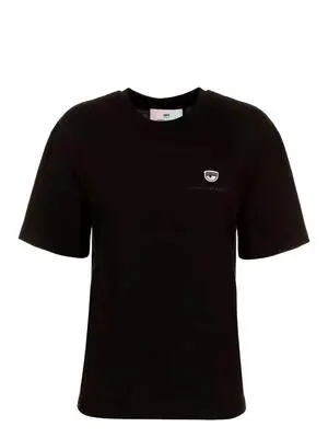 CHIARA FERRAGNI Logo-embroidered T-shirt - Black