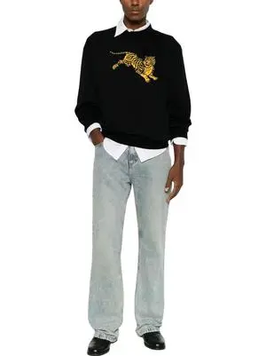 Kenzo Tiger Intarsia Crew Neck Sweater - Black