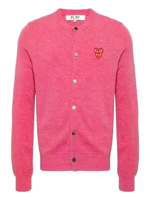 Comme Des Garçons Play Heart-patch Button-up Cardigan - Pink