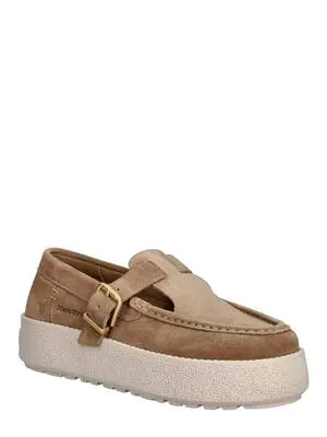 Marc O'polo Suede Platform Shoes With Buckle Fastening - Neutrals
