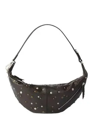LEMAIRE Mini Quiver Clip Bag In Satellite-studded Grained Buffalo Leather - Brown