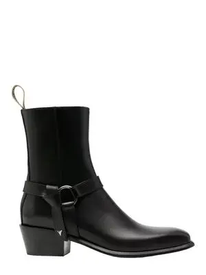 Fendi Double O Leather Ankle Boots - Black