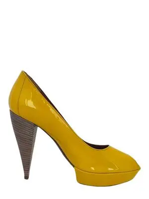 LANVIN Peep-toe Platform Pumps With Cone Heel - Yellow
