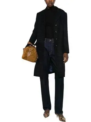 Etro Tweed Notched-lapel Coat - Blue