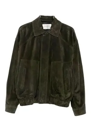 Saint Laurent Suede Bomber Jacket - Green