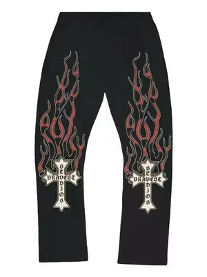 STADIUM GOODS Flame-print Track Trousers - Black