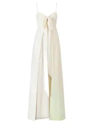 Cinq À Sept Amberly Gown Bow-detail Maxi Dress - Neutrals