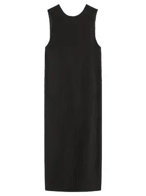 ARMARIUM Fiorenza Plissé Satin Midi Dress - Black