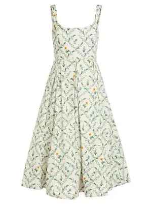 Agua Bendita Floral-print Cotton Midi Dress - Multicoloured