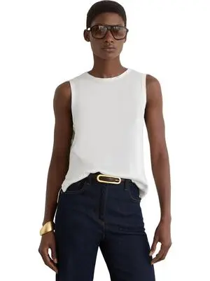REISS Silk-front Jersey Vest - White