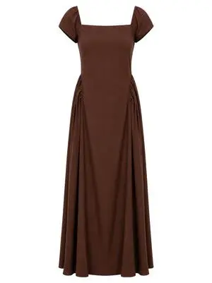 Carmen Says Bruna Off Shoulder Maxi Dress - Brown