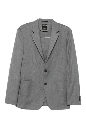 Zegna Notch-lapel Patch-pocket Jacket - Grey