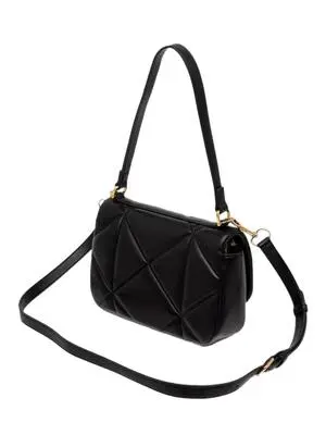 Moschino Quilted Logo-plaque Shoulder Bag - Black