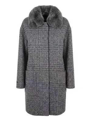 MANZONI 24 Single-breasted Checked Coat - Grey