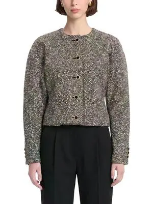 Alessandra Rich Bouclé-knit Button-up Jacket - Grey
