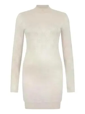 Philipp Plein Monogram Long-sleeve Mini Dress - Neutrals