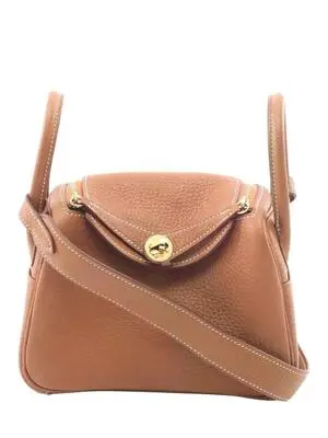 Hermès Mini Lindy Shoulder Bag In Clemence Leather - Brown