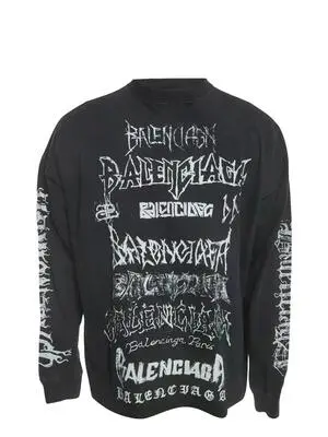Balenciaga Printed Crew-neck Sweatshirt - Black