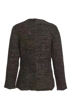 LOUIS VUITTON Tweed Asymmetrical Zip-up Cardigan - Black