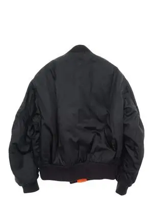 Prada Re-nylon Logo Plate Bomber Jacket - Black
