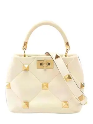 Valentino Garavani 2000s Small Roman Stud Tote Bag - Neutrals