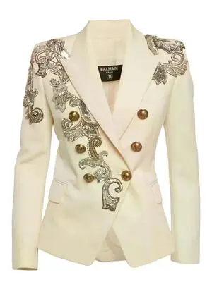 Balmain Embellished Double-breasted Blazer - Neutrals