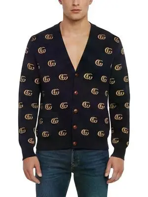 Gucci Gg Monogram Wool Cardigan - Blue