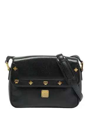 Mcm Studded Flap Cross Body Bag - Black