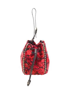 Prada 2010s Floral-print Studded Handbag - Red